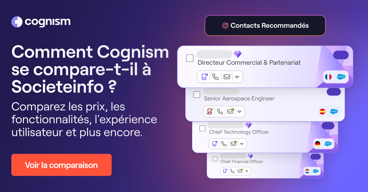 Cognism ou Societeinfo ? Données, Prix, Fonctionnalités